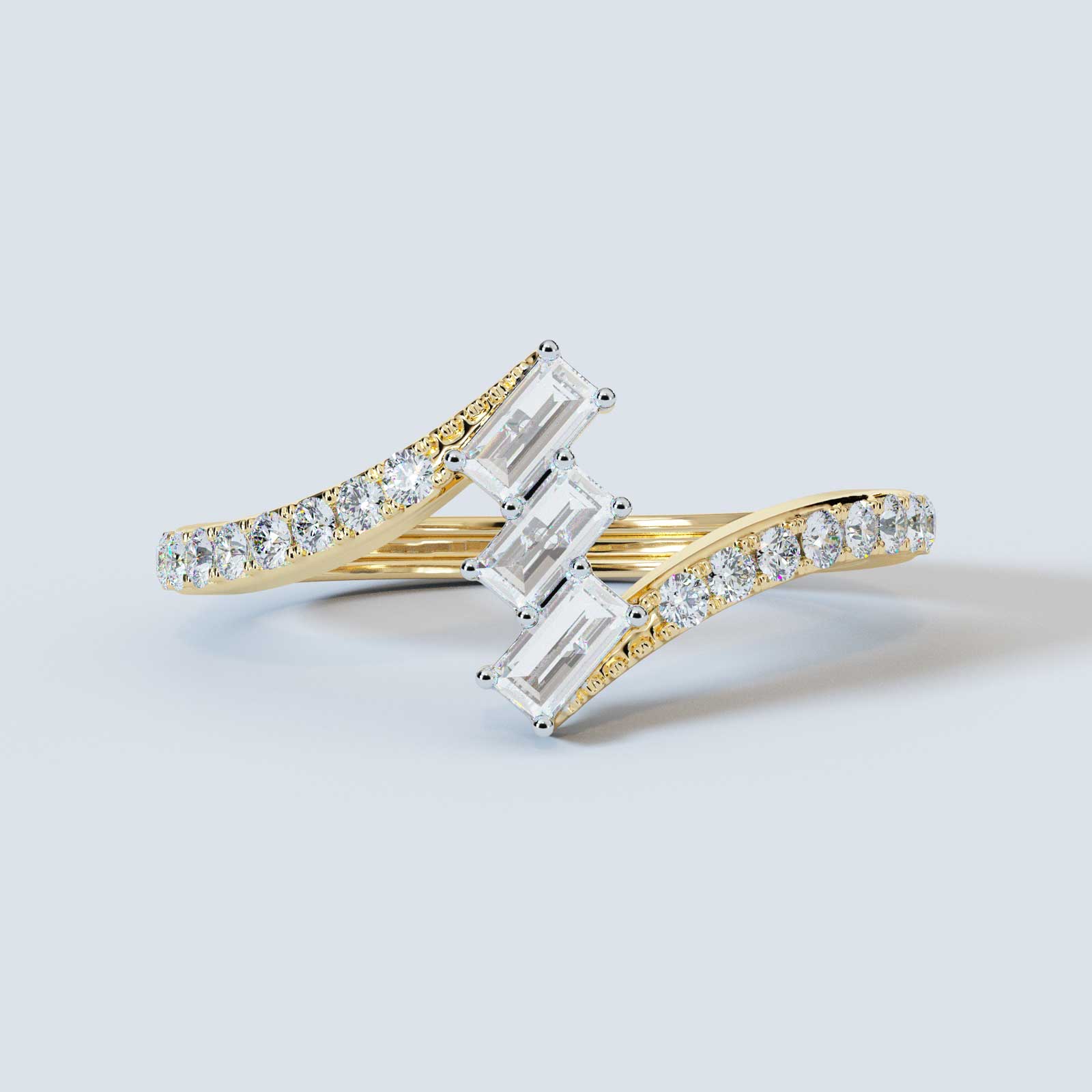 Triad Baguette and Round Lab-Grown Diamond Ring | Anantaa Diamonds